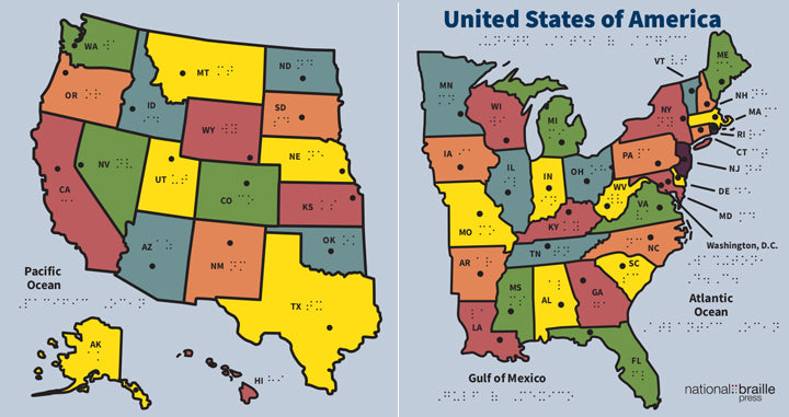 Tactile Map of the United States of America – National Braille Press